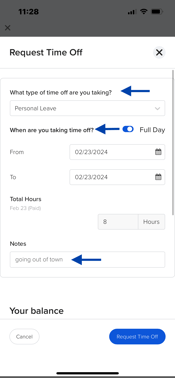 How do I request time off in GoCo?